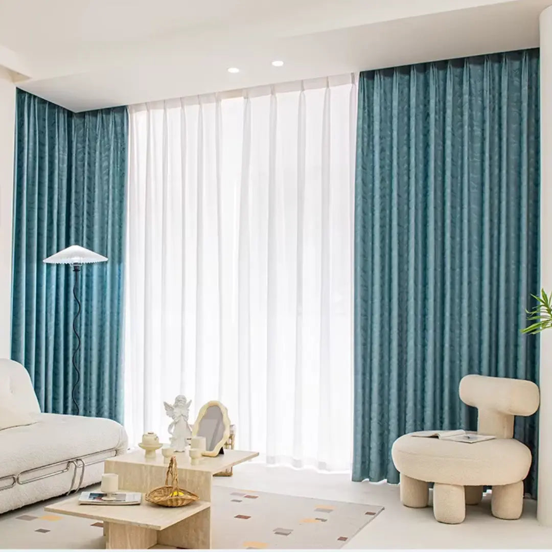 Cortina Blackout Azul de Luxo Francês - 6m x 2,50 - Verdôme